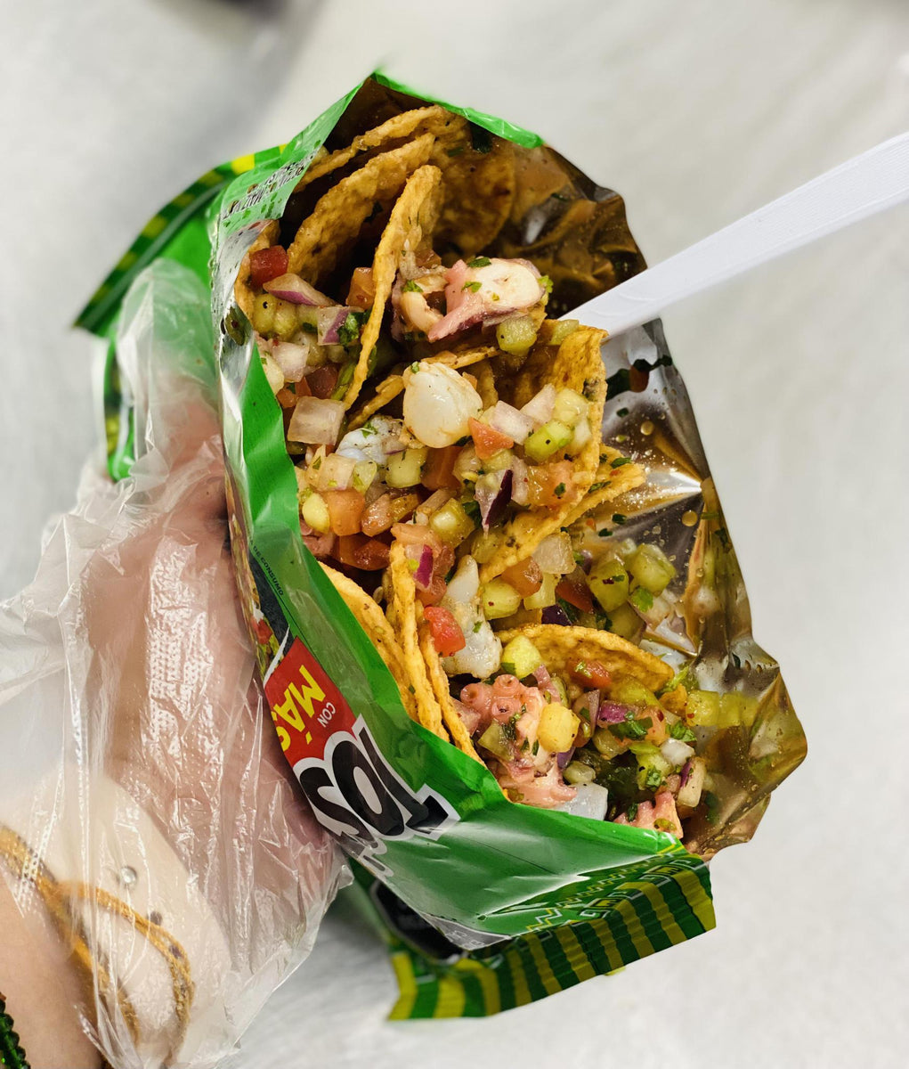 Tostitos con Ceviche y Aguachile - Tosticeviche Tres Islas Seafood
